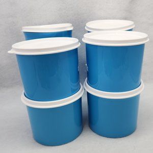 Tupperware | Kitchen | Tupperware Canisters 8pc Set Blue Base Liquid ...